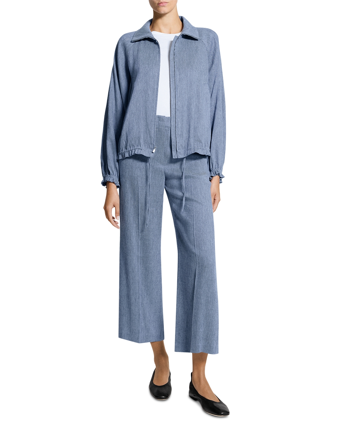 THEORY Ruffled Denim Jacket